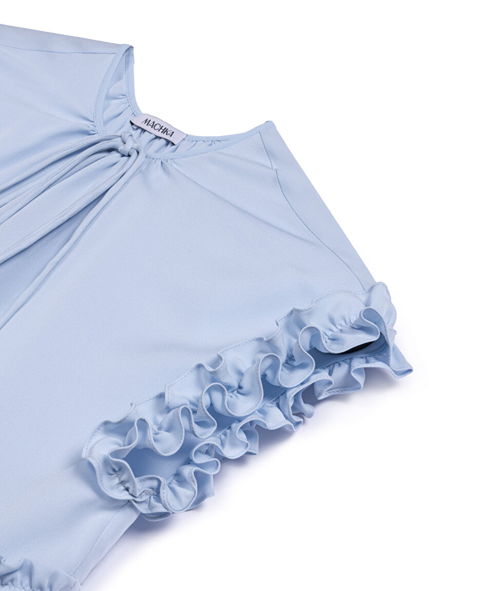 Mavi YAKASI BAĞLAMALI BLUZ MW6250006002028 | MACHKA | Machka